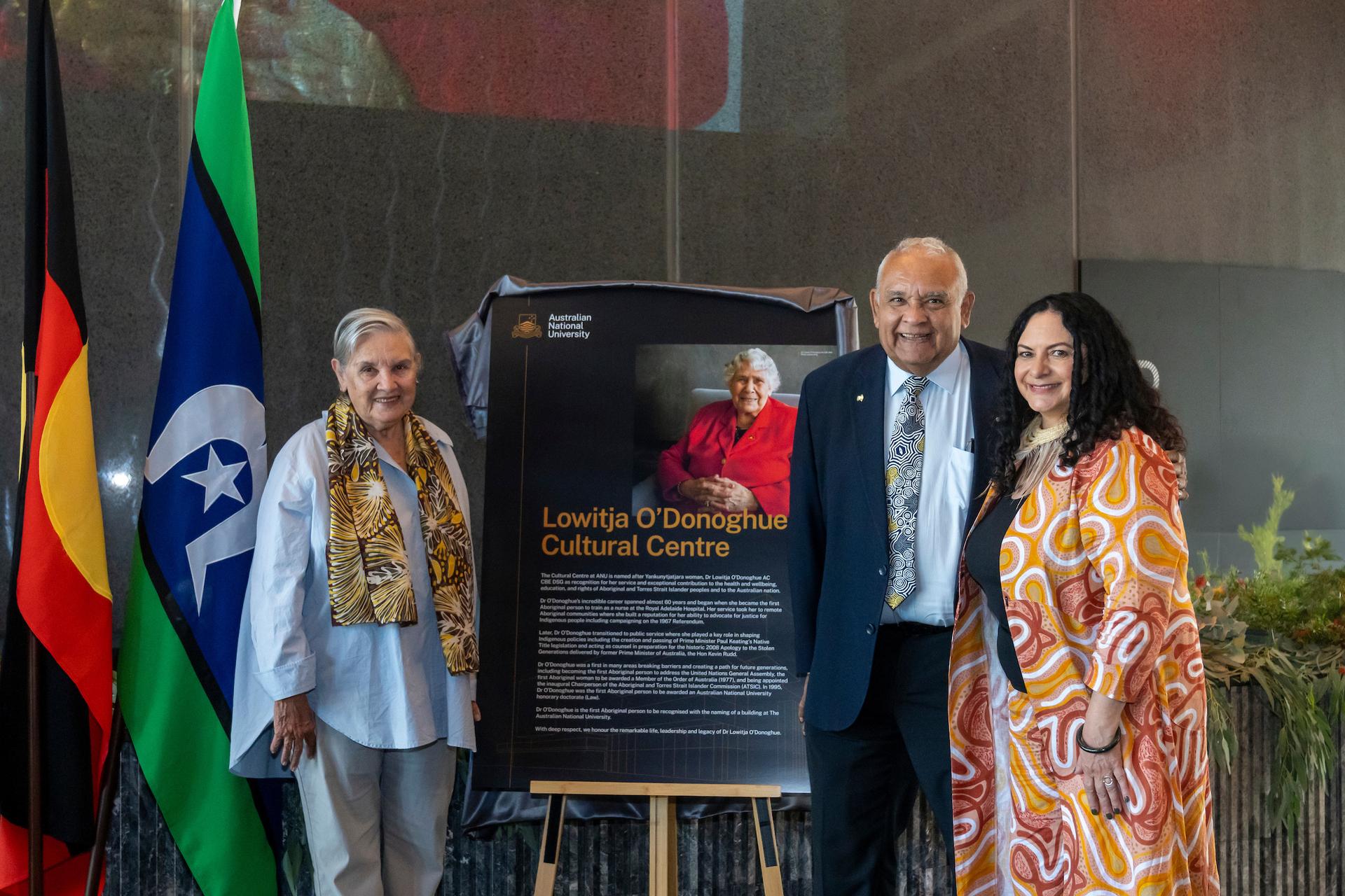Left to right: Pat Anderson AO, Professor Tom Calma AO and Deb Edwards ...