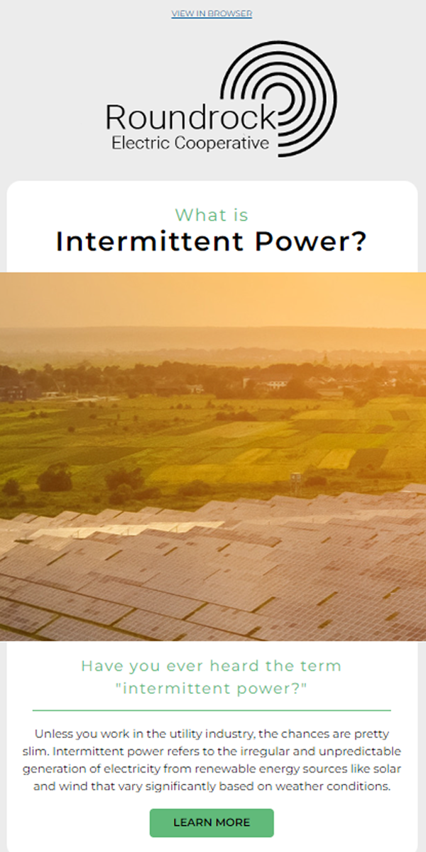 Intermittent Power email example.