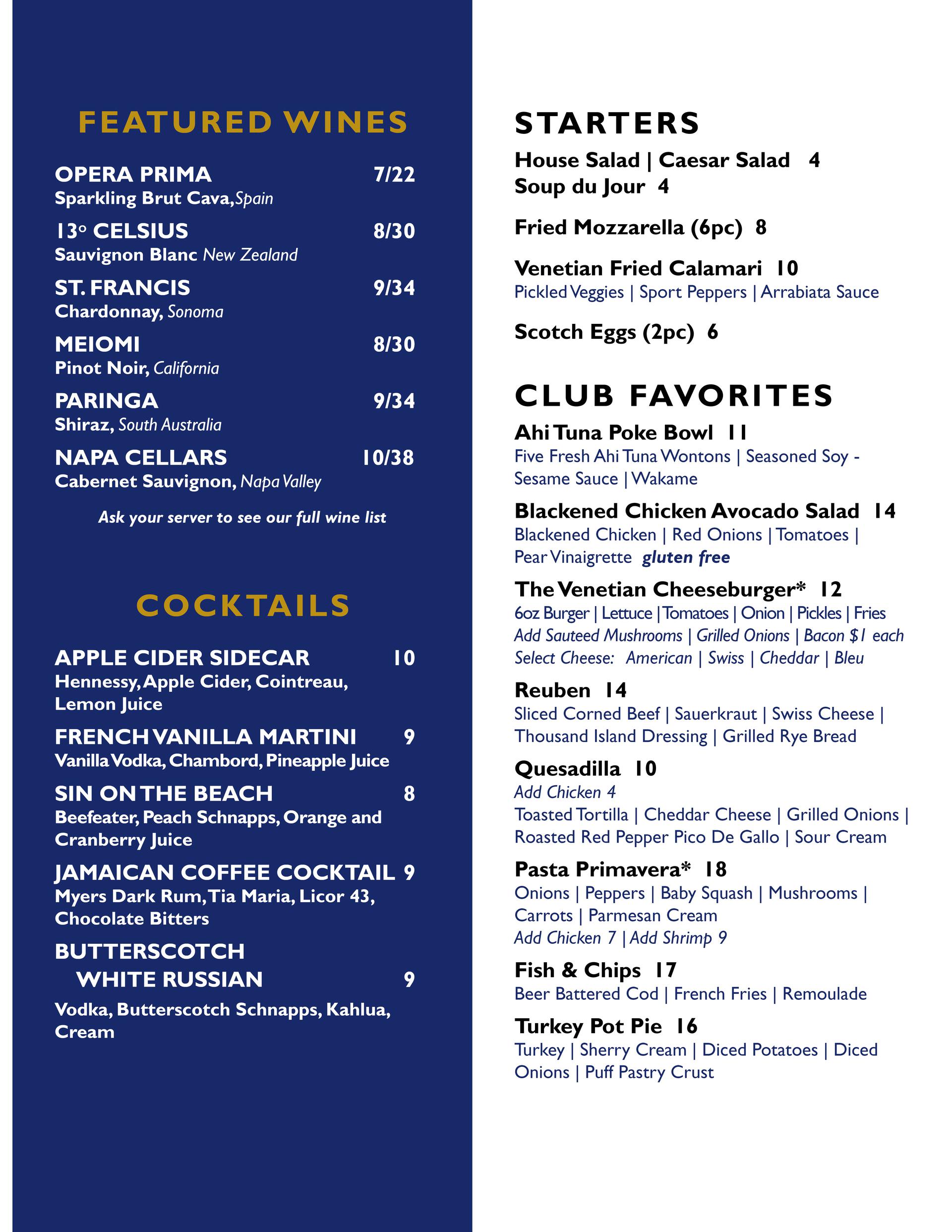 Venetian Dinner 5:00 pm - 7:40 pm - 12/30/2021 - Venetian River Club