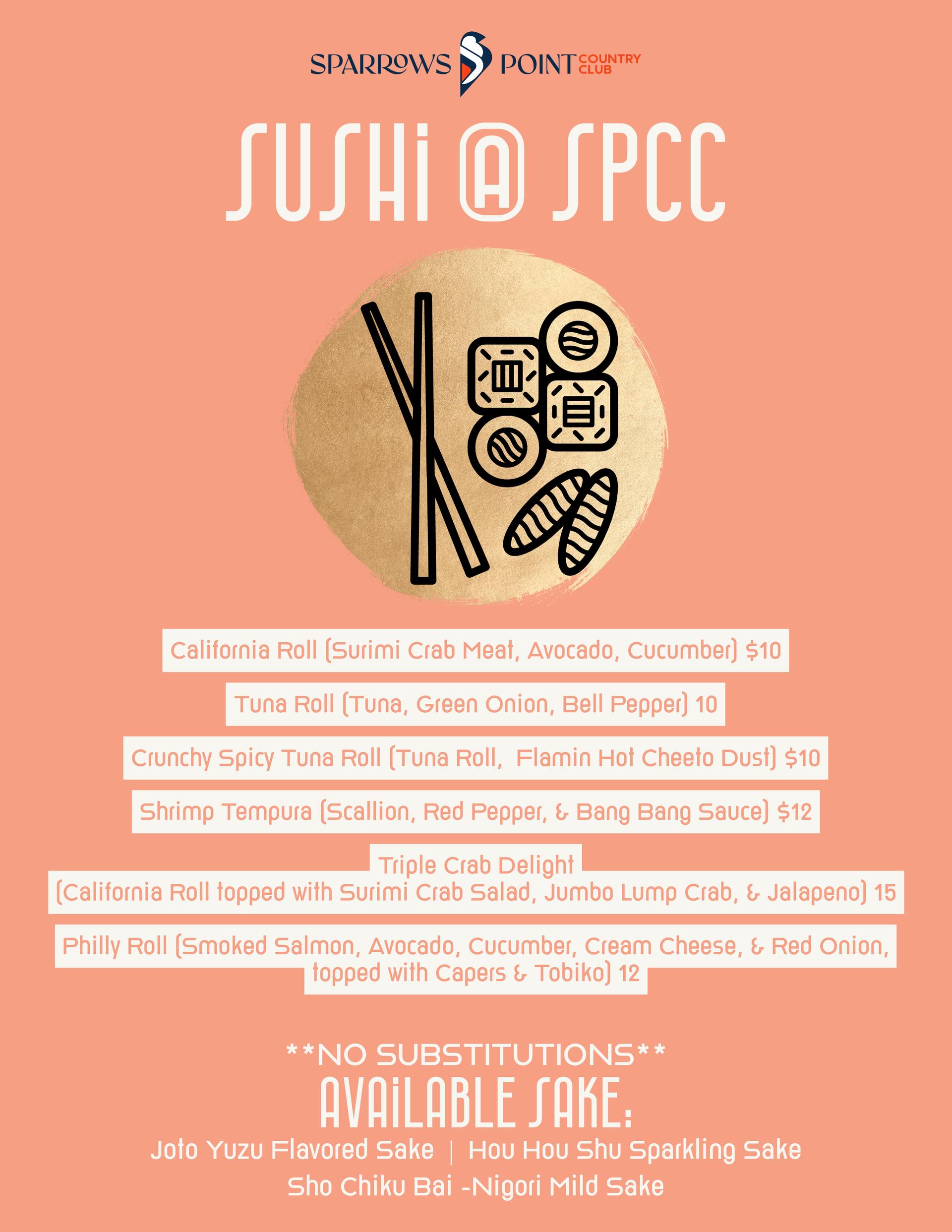Sushi & Sake - 12/28/2023 - Sparrows Point Country Club