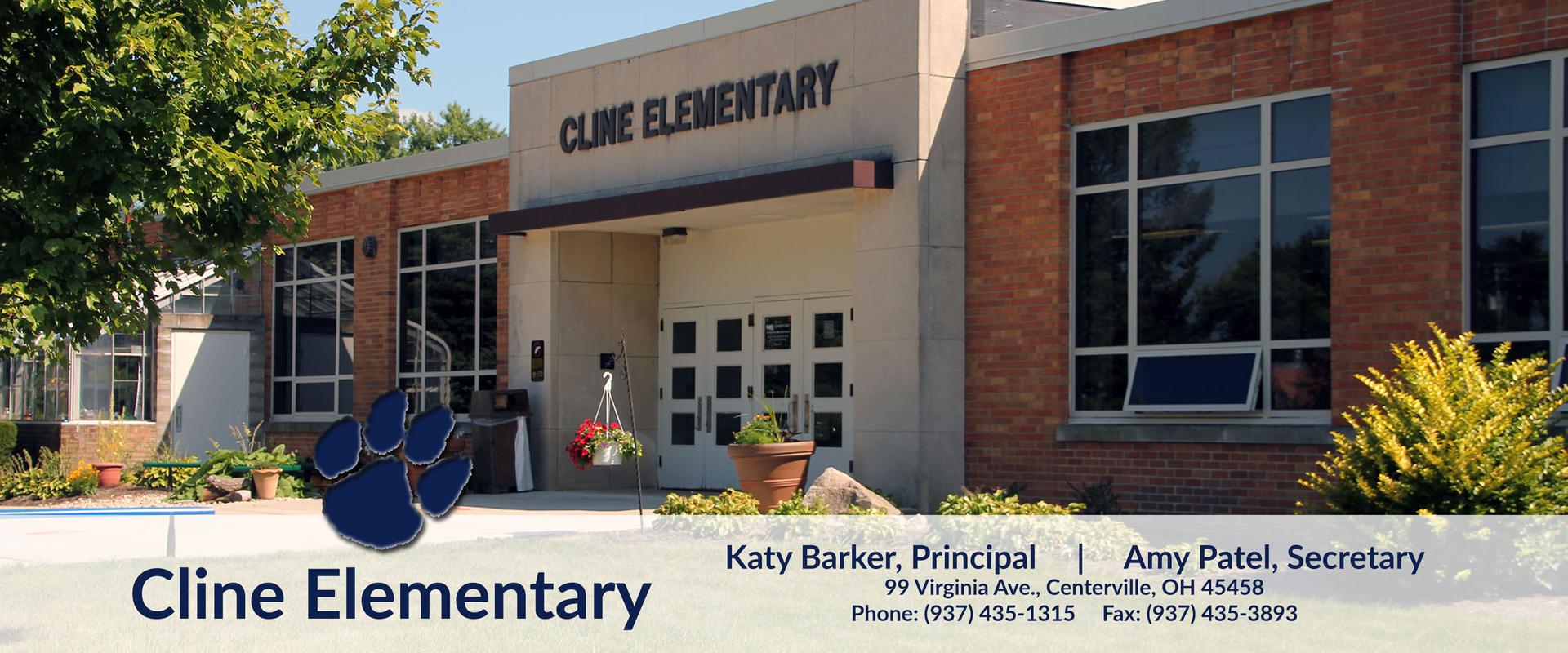 Image of Cline logo and address