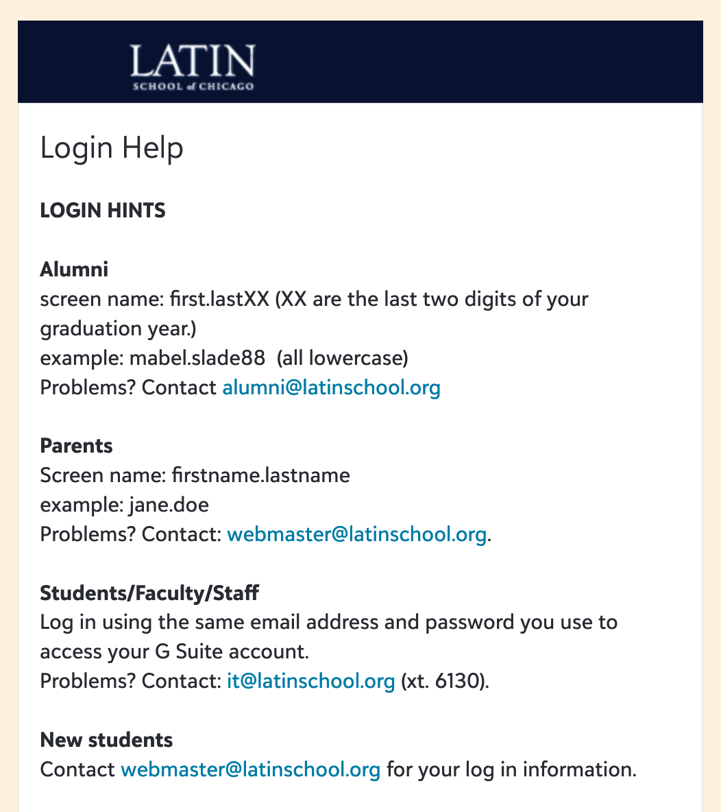 login hints