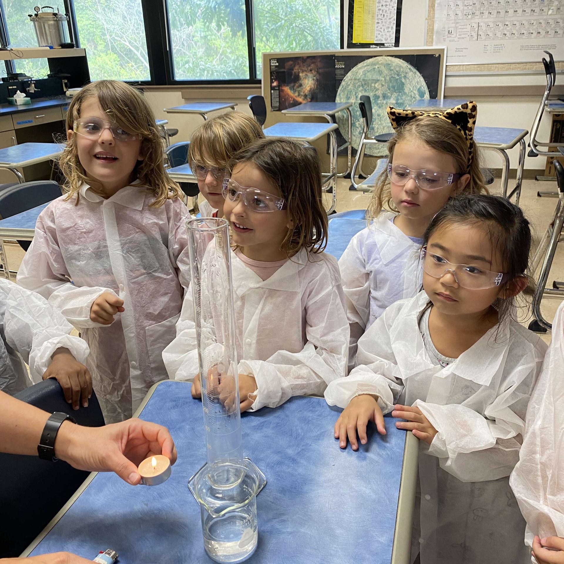 Kindergarten learns in the high school science labs as part of their ...
