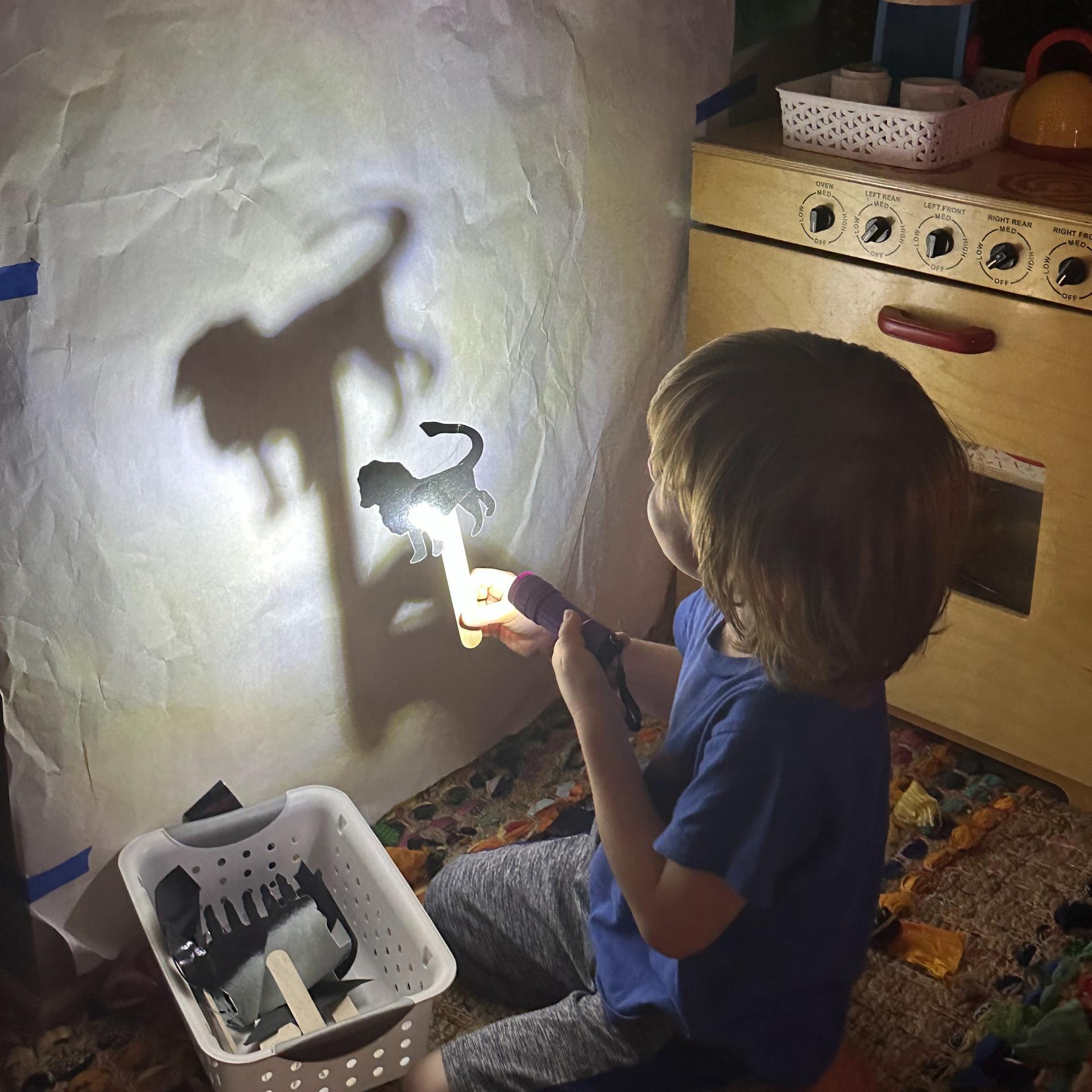 Ms. Robello's JK class explores shadows and light in the class darkroom ...