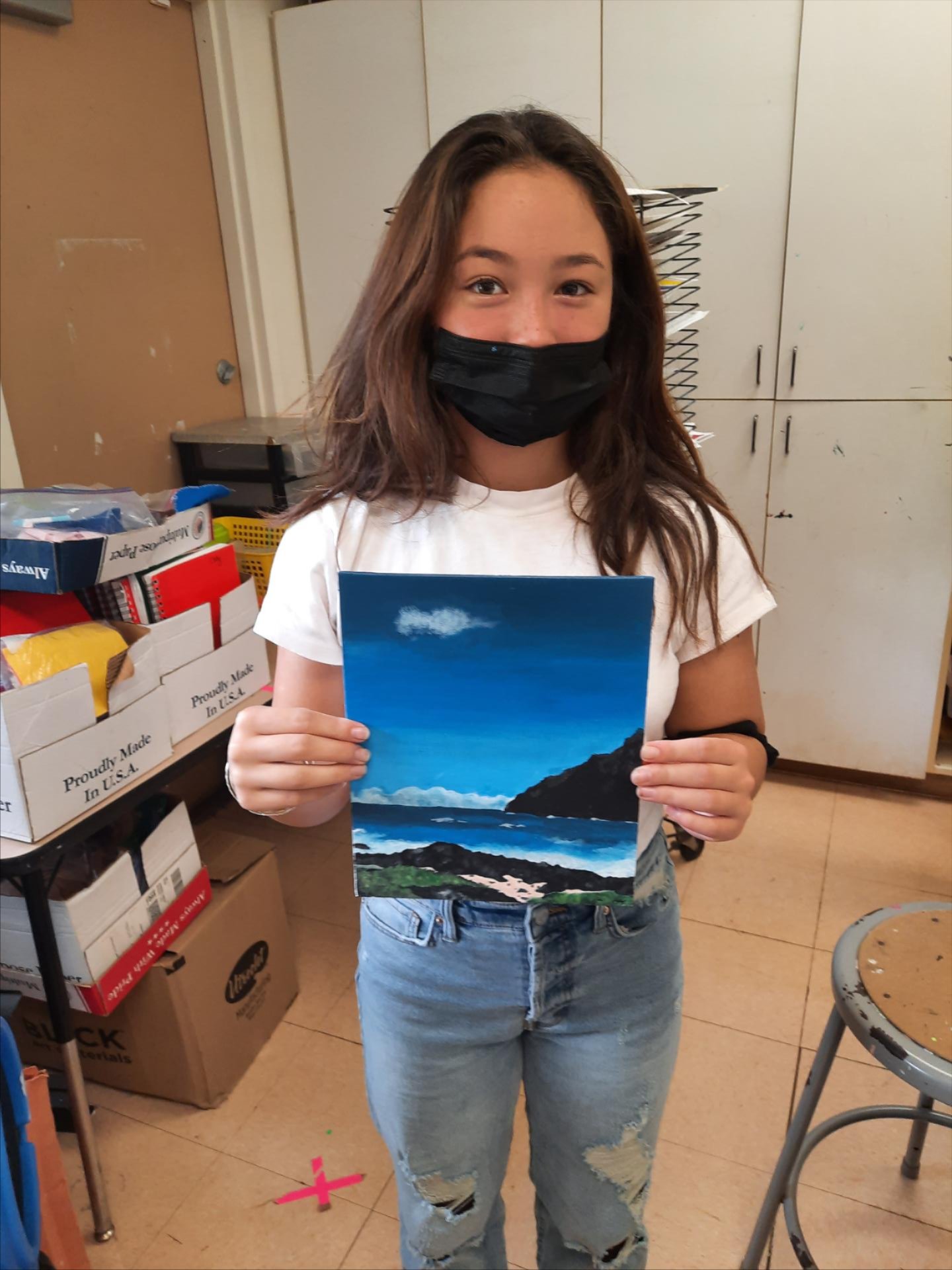 8th Grade students are finishing up their painting on canvas unit. Each ...