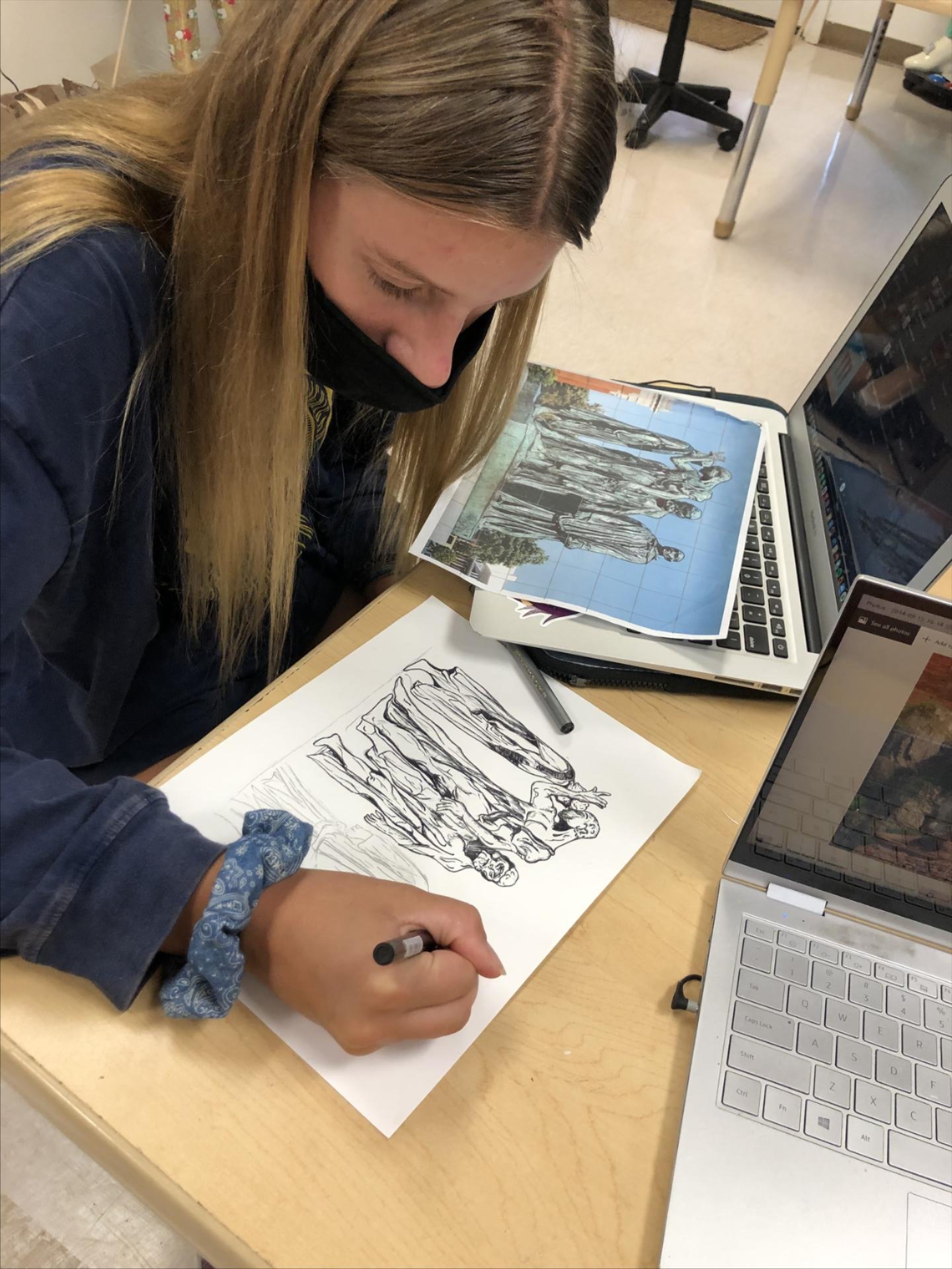 8th Grade students are finishing up their painting on canvas unit. Each ...