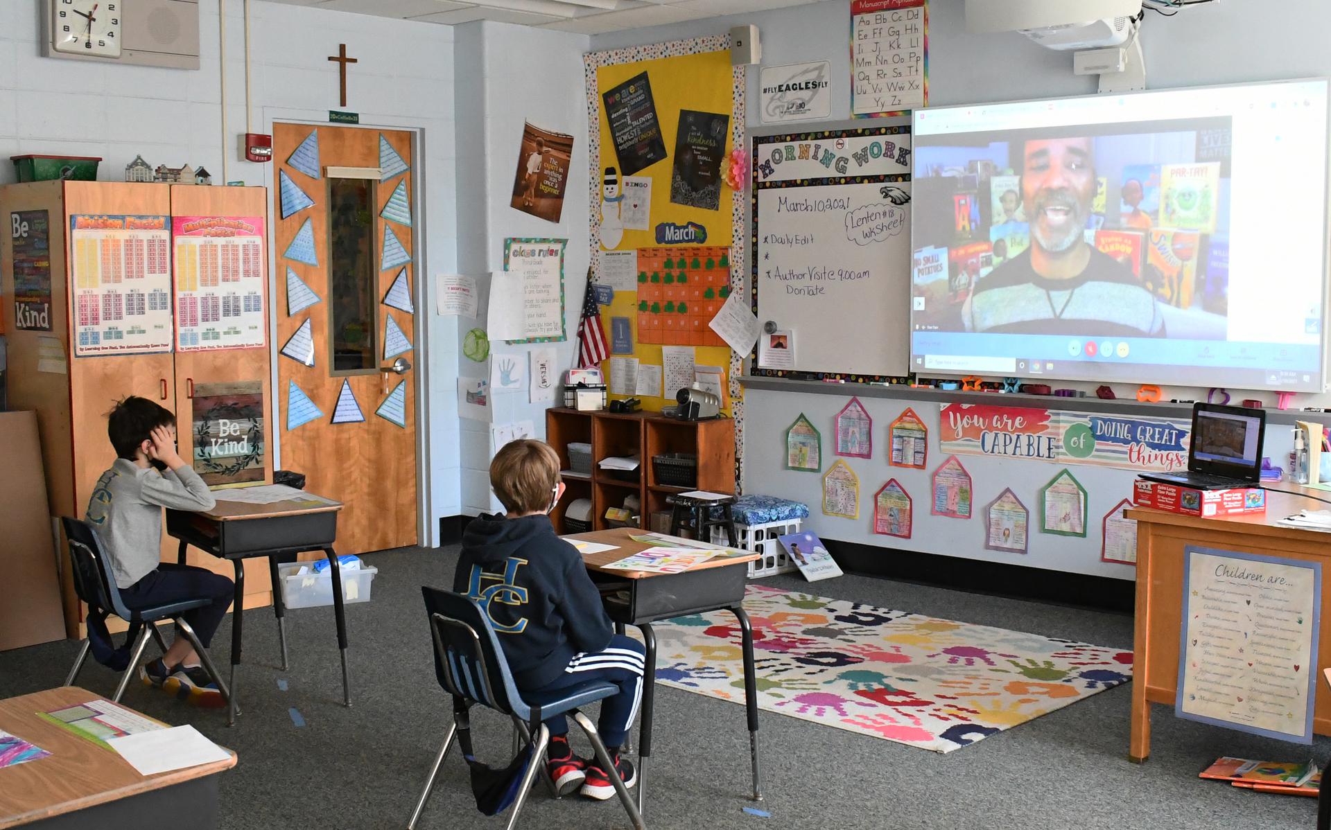 Author and Illustrator Don Tate virtually visited with our Lower School ...