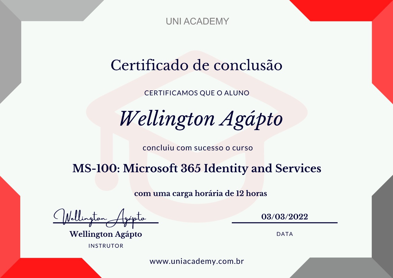 Curso MS-100 Identidade e Serviços do Microsoft 365