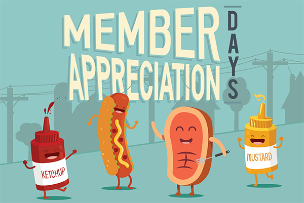 Member Appreciation Days dancing food graphic