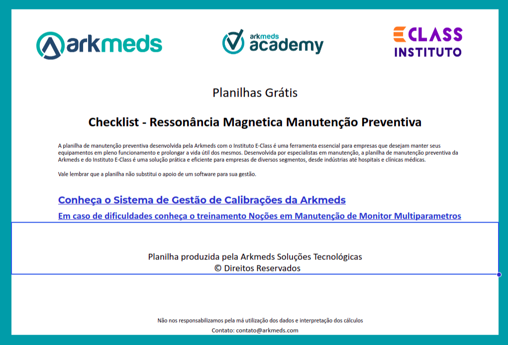 [MR] CHECKLIST DE CALIBRAÇÃO DE DESFIBRILADORES